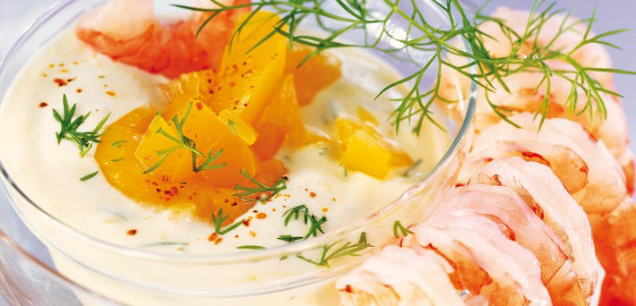 Crevettencocktail an Joghurt-Mango Sauce - Cookinesi